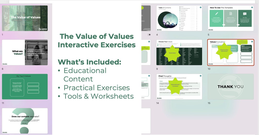 The Value of Values Interactive Guide and Printable, Editable, and ...