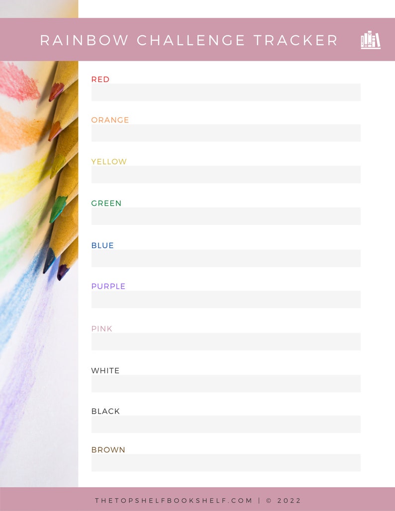 Rainbow Reading Challenge Tracker - Etsy