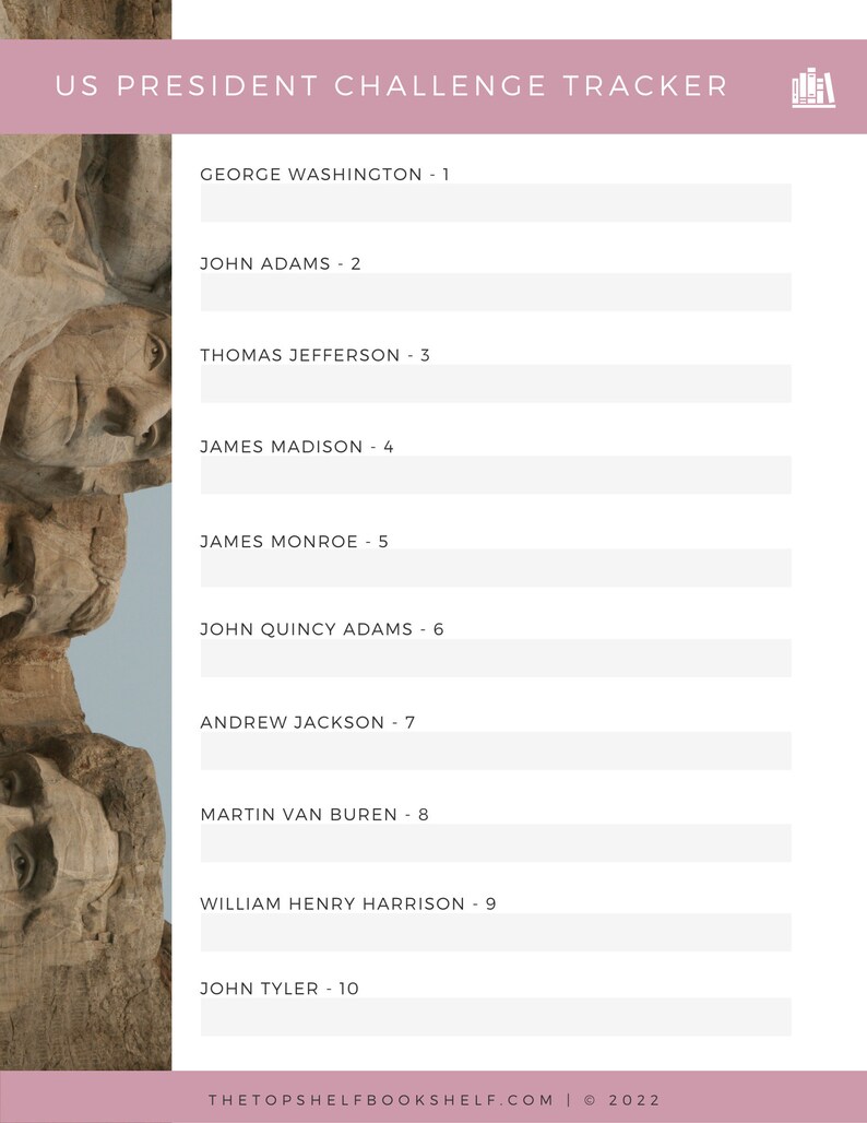 US Presidents Reading Challenge Tracker - Etsy