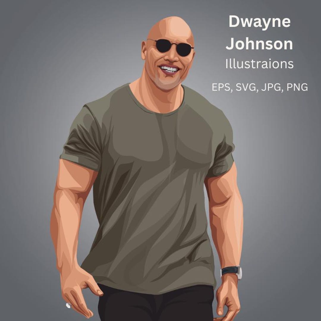 Dwayne Johnson American Actor Vector Portrait Illustration EPS JPG PNG ...