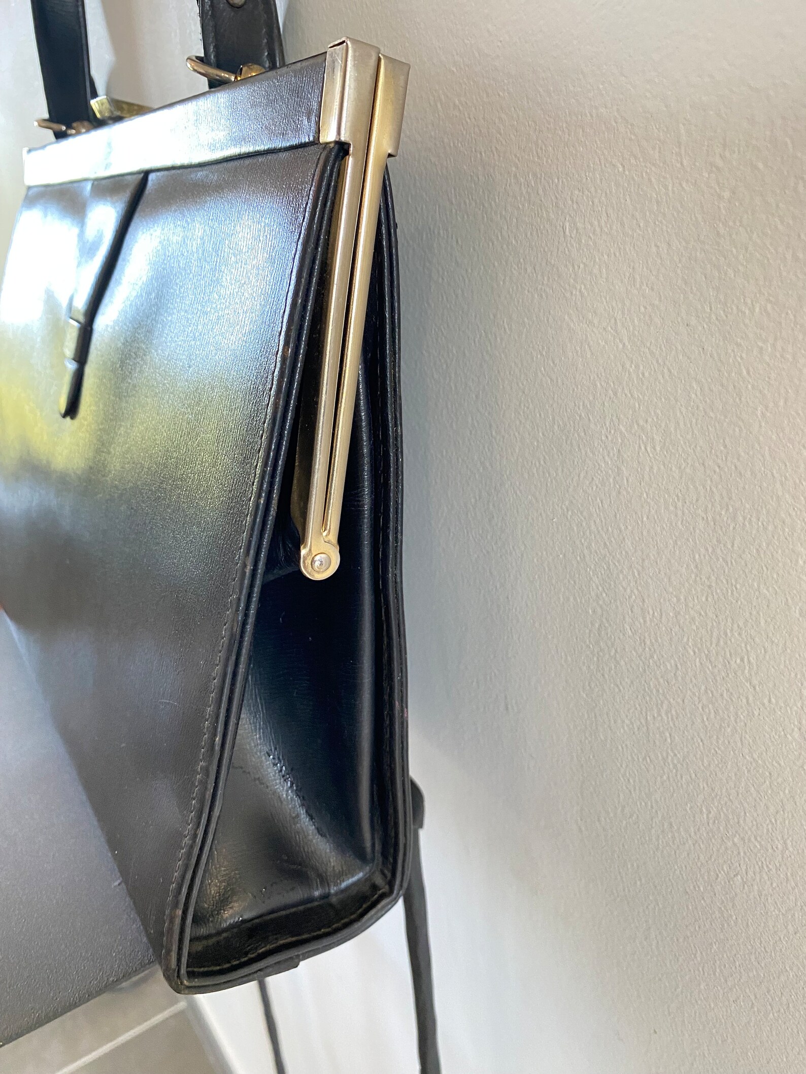 Very Chic Retro 50s Handbag in Black Leather. Made in France. - Etsy