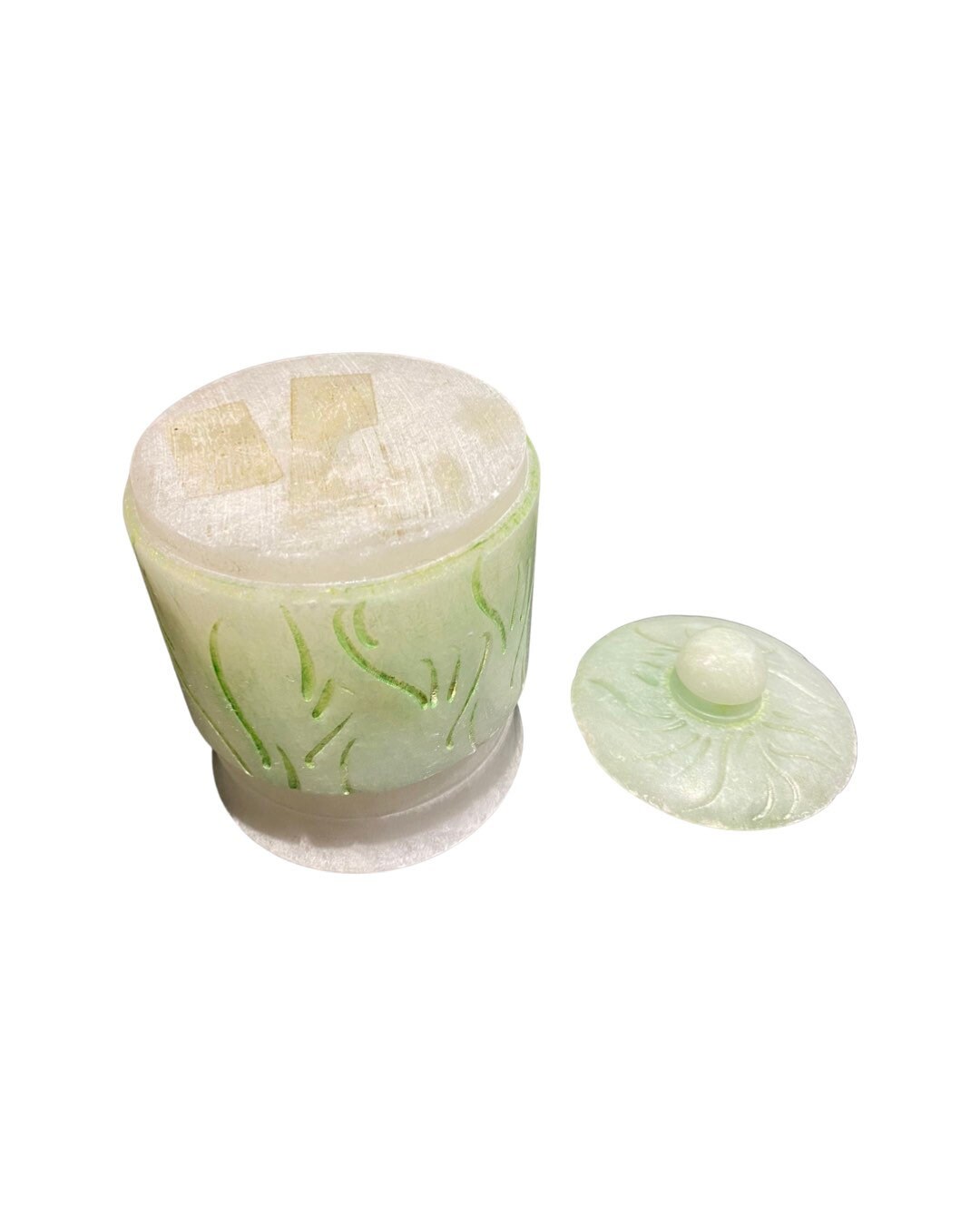 Antique Cream Alabaster Stone Jar With Green Tones. - Etsy