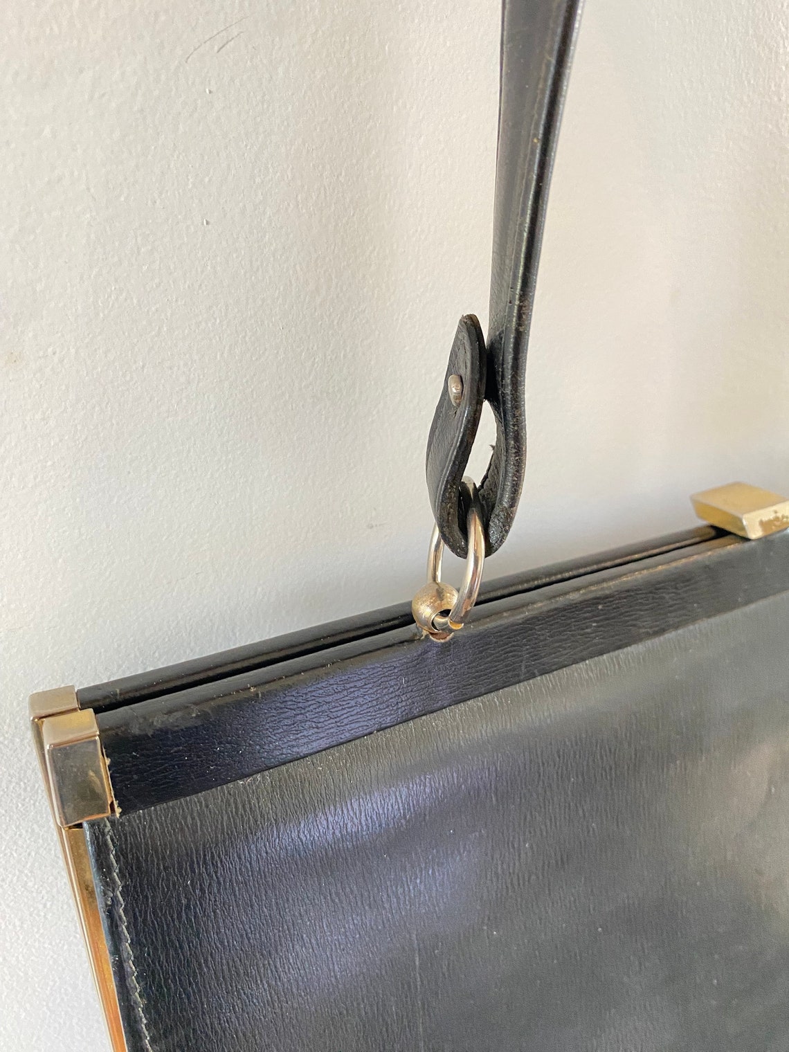 Very Chic Retro 50s Handbag in Black Leather. Made in France. - Etsy