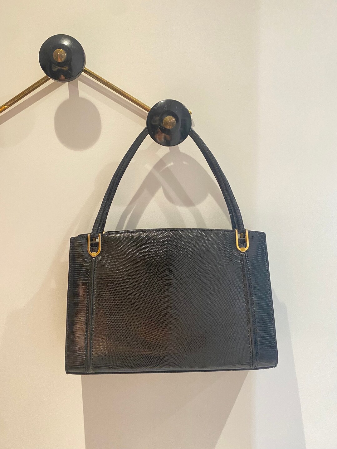 Retro 50s Handbag in Black Leather. Made in France - Etsy