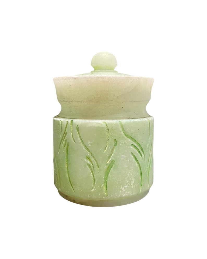 Antique Cream Alabaster Stone Jar With Green Tones. - Etsy