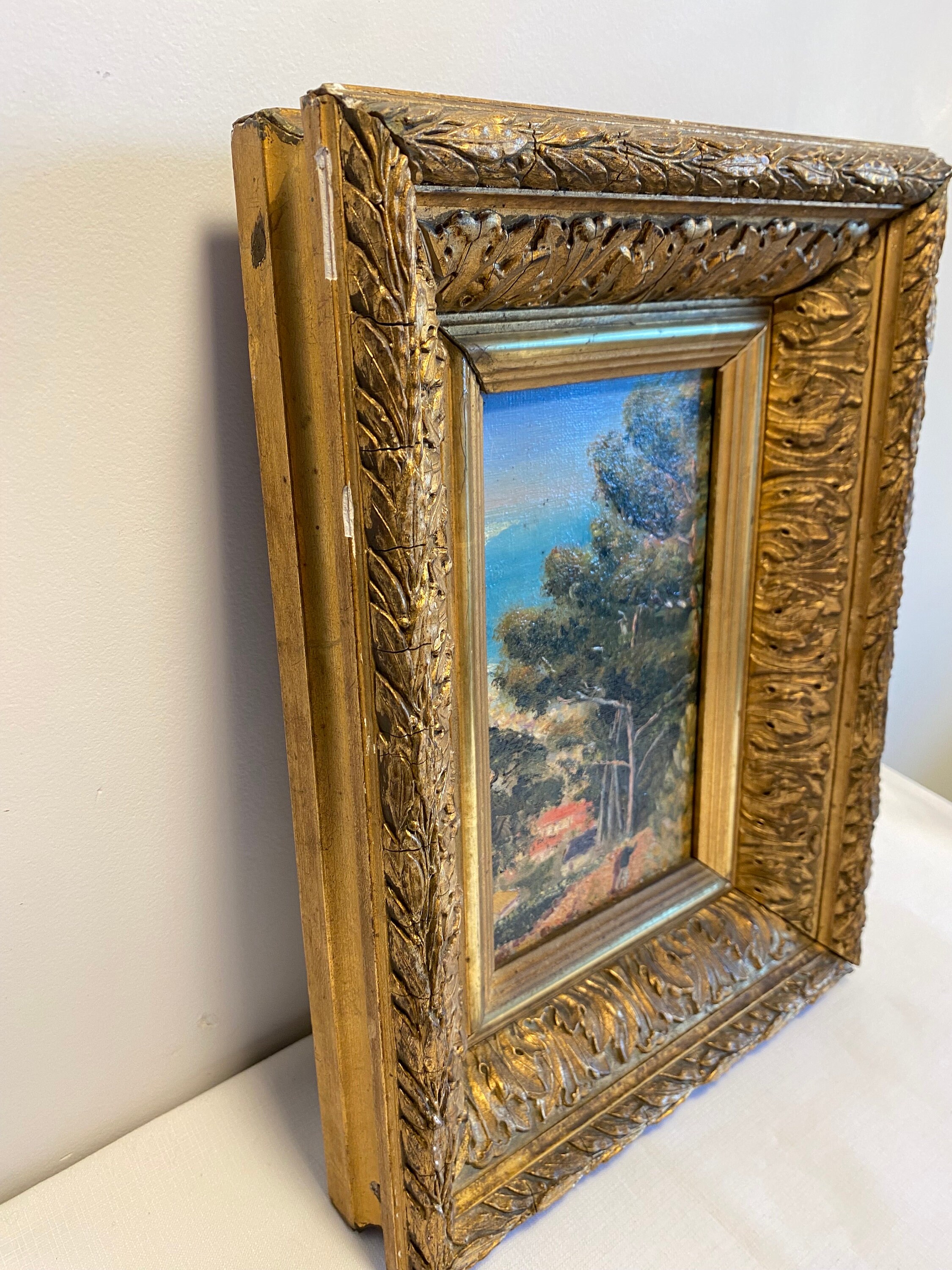 FRENCH ANTIQUE Oil Painting. Plaster & Wood Frame. 19th Century. - Etsy
