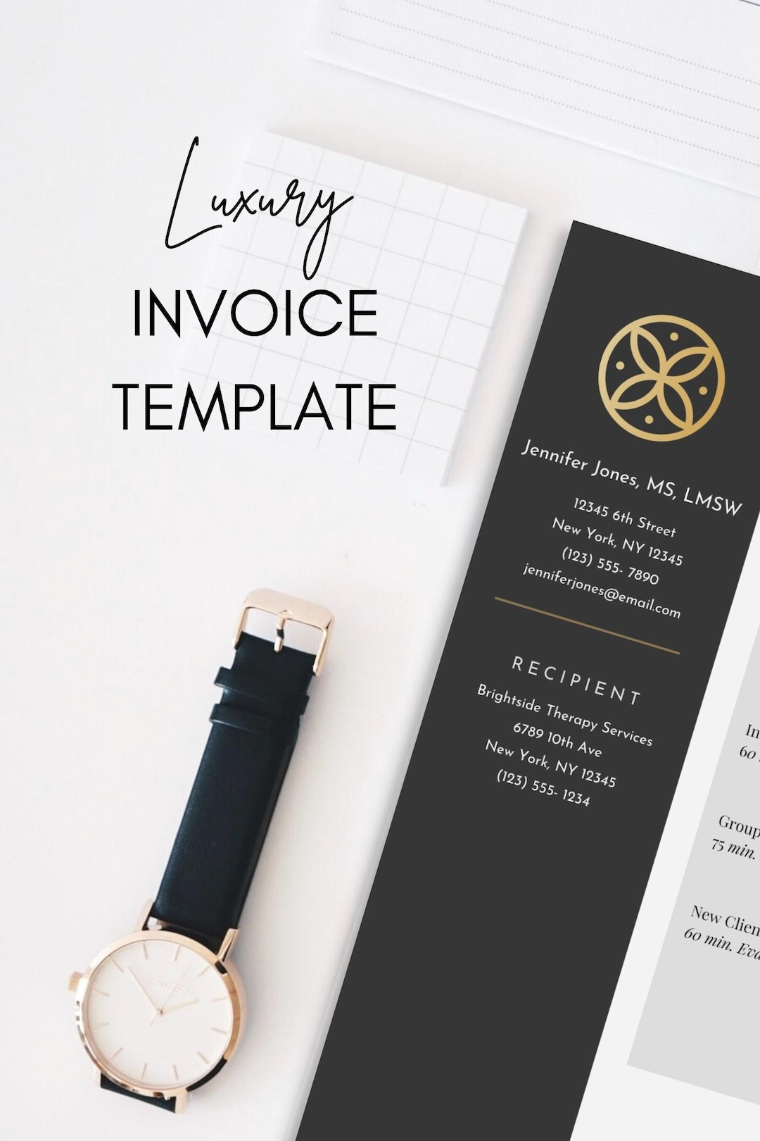 Luxury Digital Invoice Form - Canva Template Set of 3 in Black, Gold ...