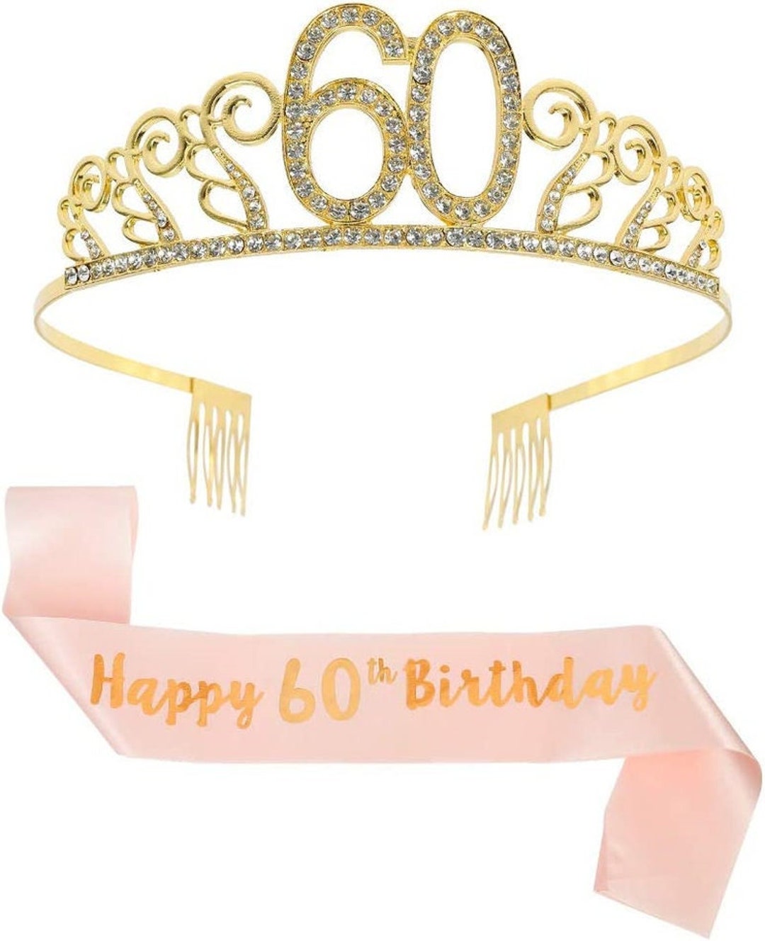60th Happy Birthday Sash and 60 Birthday Tiara Rhinestone - Etsy