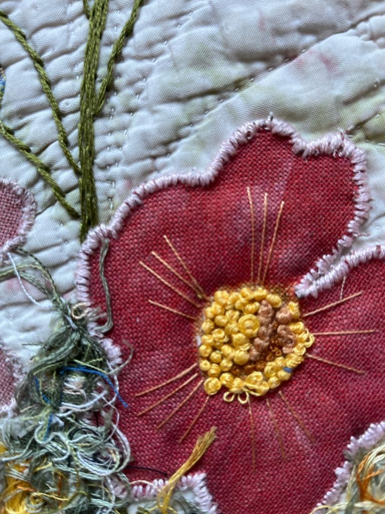 GARDEN, Unique Handmade Textile Art, Slow Stitching, Vintage Quilt ...