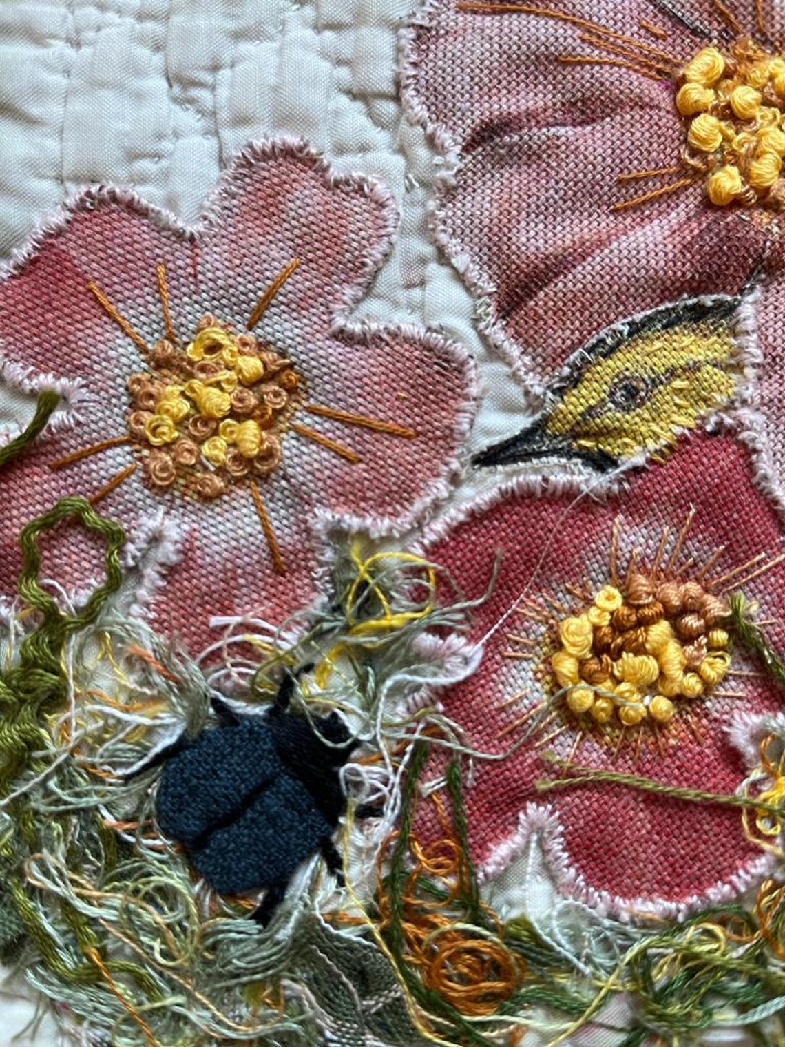 GARDEN, Unique Handmade Textile Art, Slow Stitching, Vintage Quilt ...