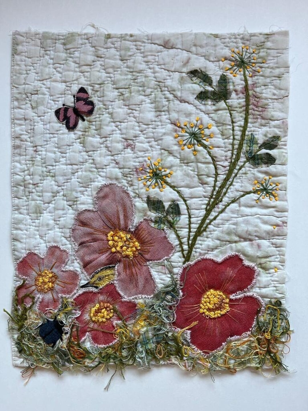 GARDEN, Unique Handmade Textile Art, Slow Stitching, Vintage Quilt ...