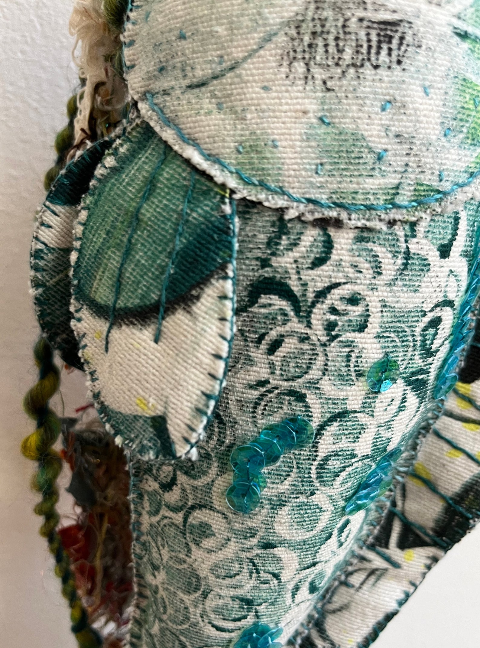 Eco Green White Fish Unique Handmade Piece of Textile Art With ...
