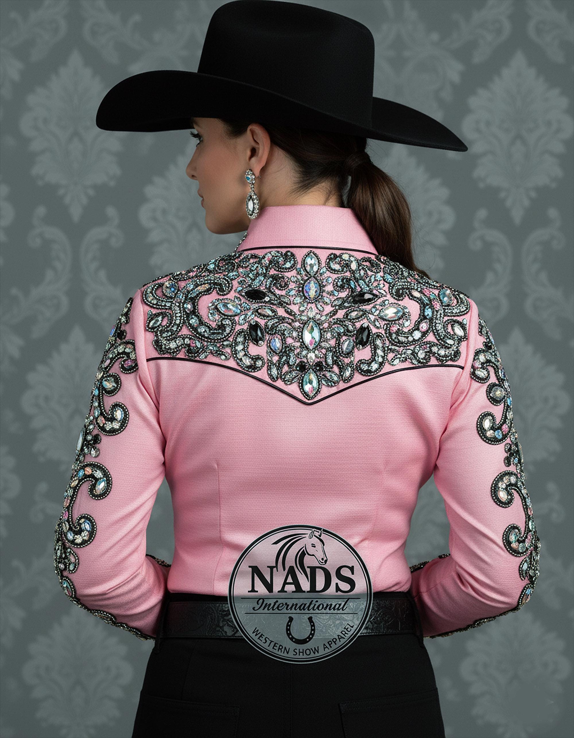 Elegant Pink Western Show Shirt - Crystal Embellished Horsemanship ...