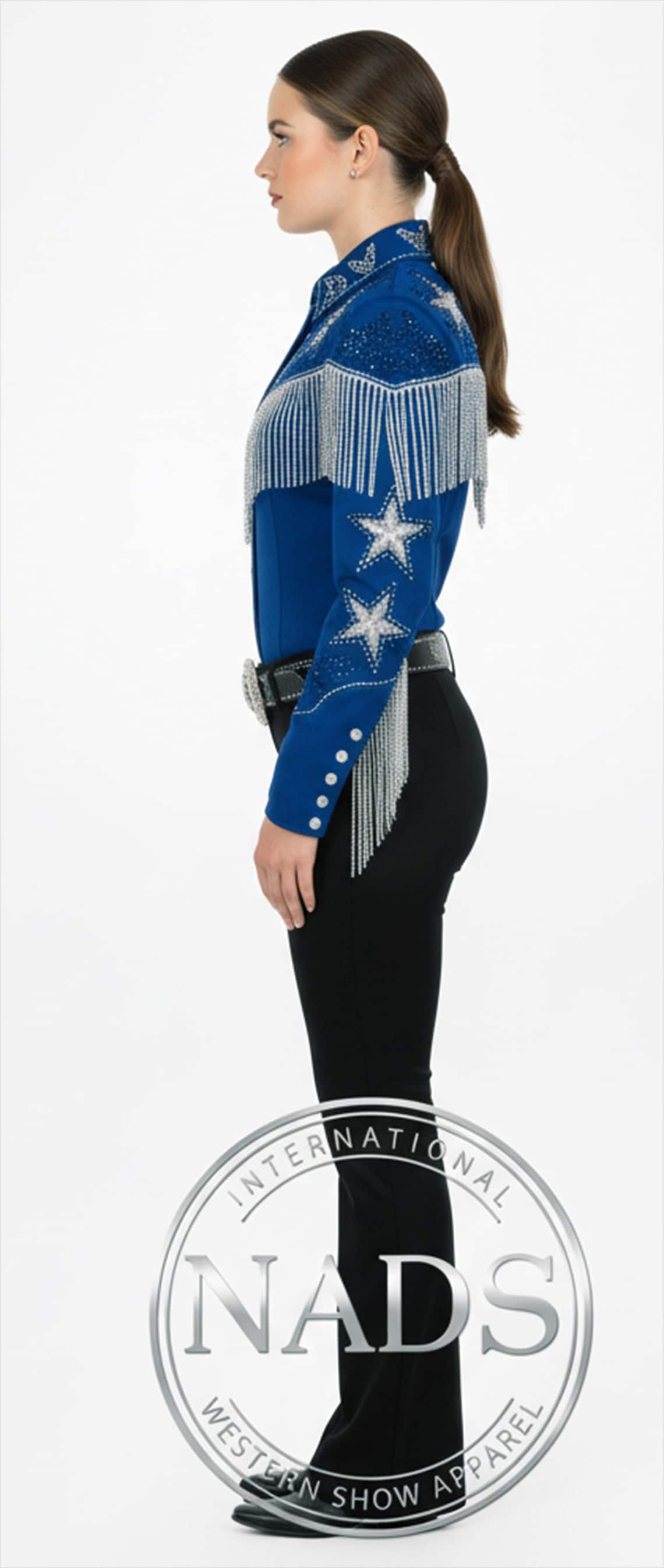Star & Fringe Royal Blue Western Show Shirt - Rhinestone Embellished ...