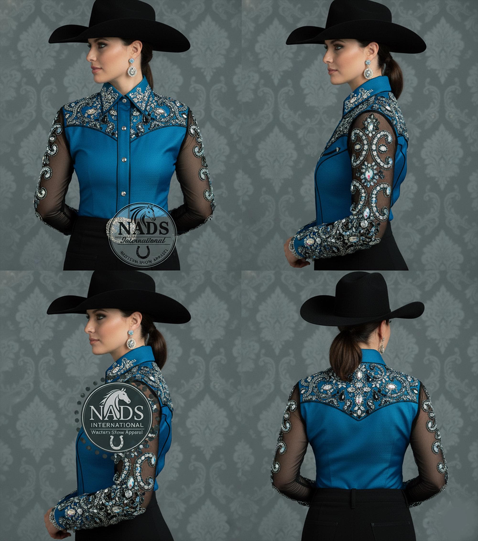 Sparkling Teal Western Show Shirt - Embellished Horsemanship ...