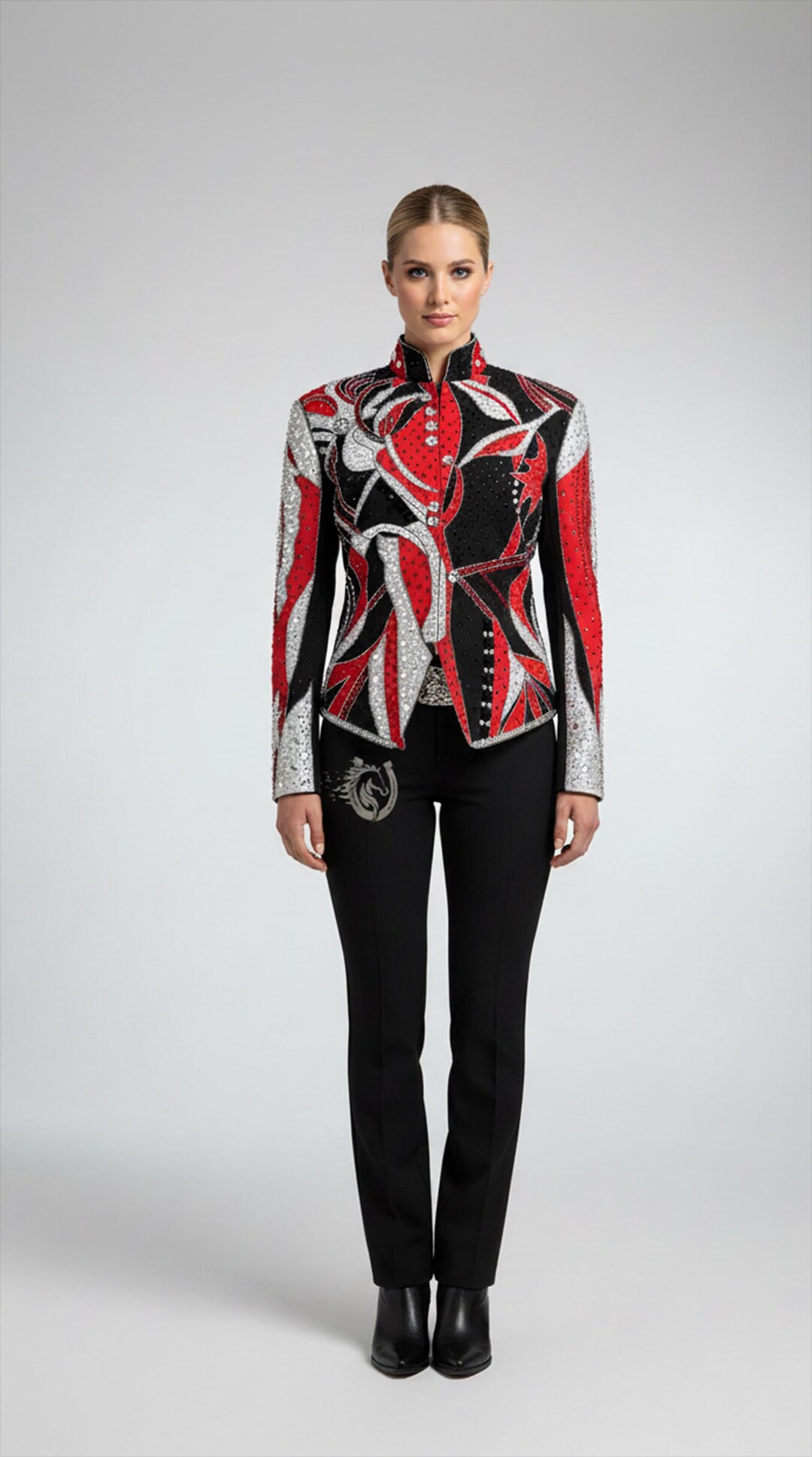 Western Show Jacket | Custom Rhinestone Bling Rail Top | Equestrian ...