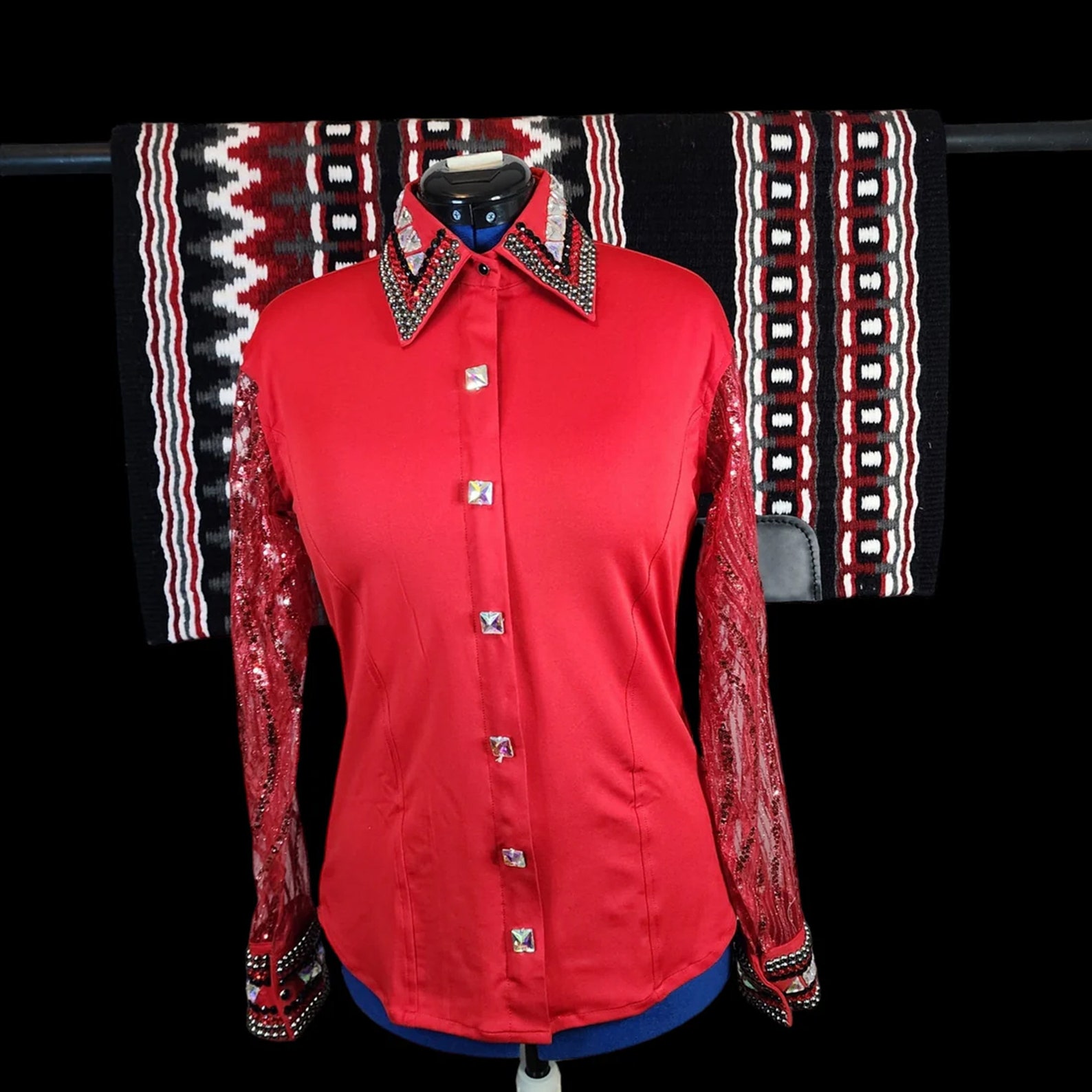 Red Sheer Sleeve Western Show Shirt With Matching Pad - Etsy