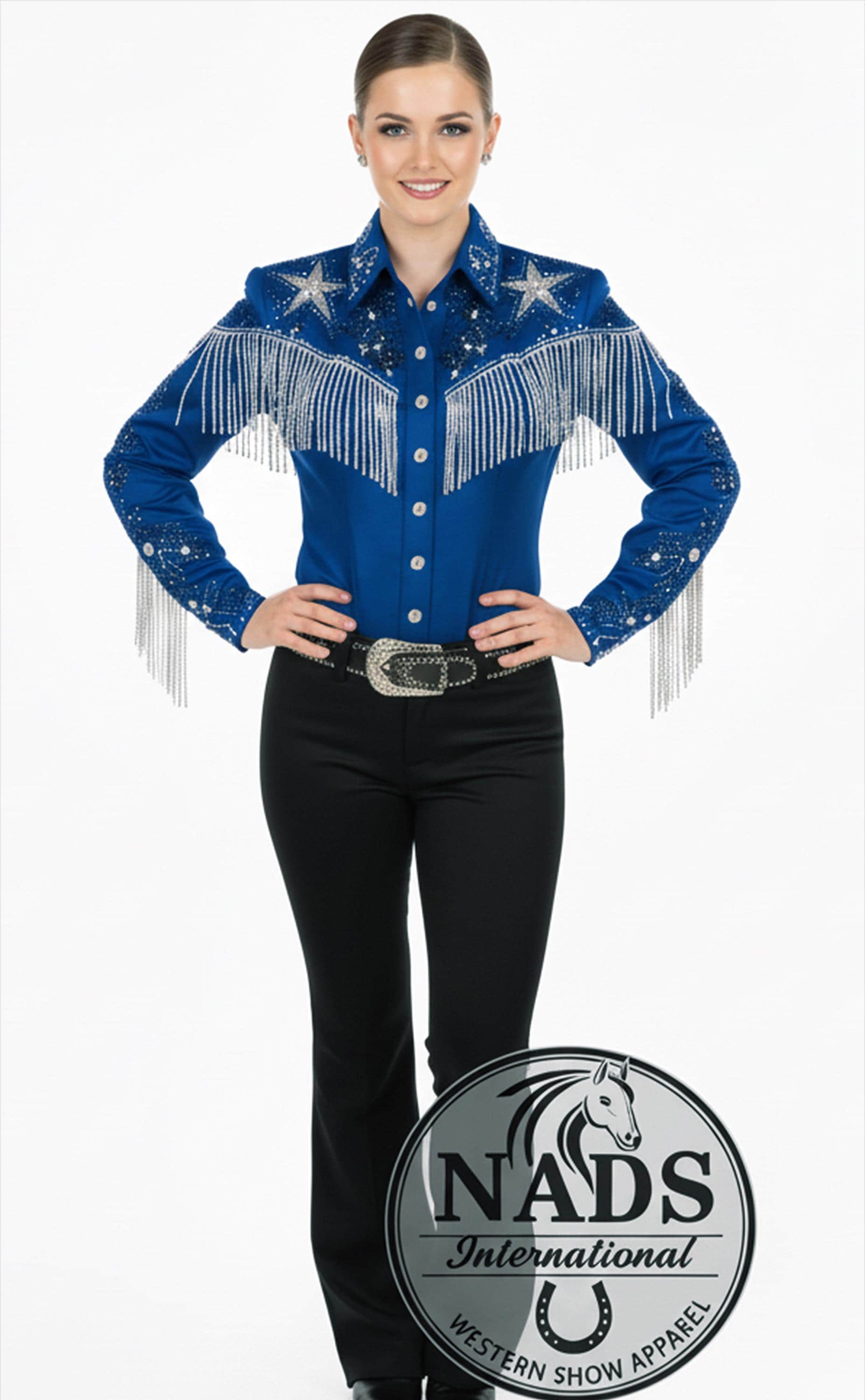 Star & Fringe Royal Blue Western Show Shirt - Rhinestone Embellished ...