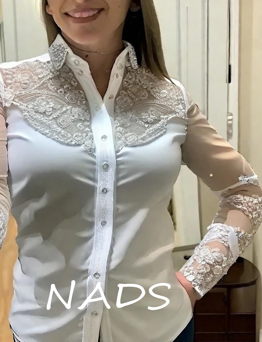 White Base Sheer Sleeve Horse Riding Show Shirt in Six Different ...