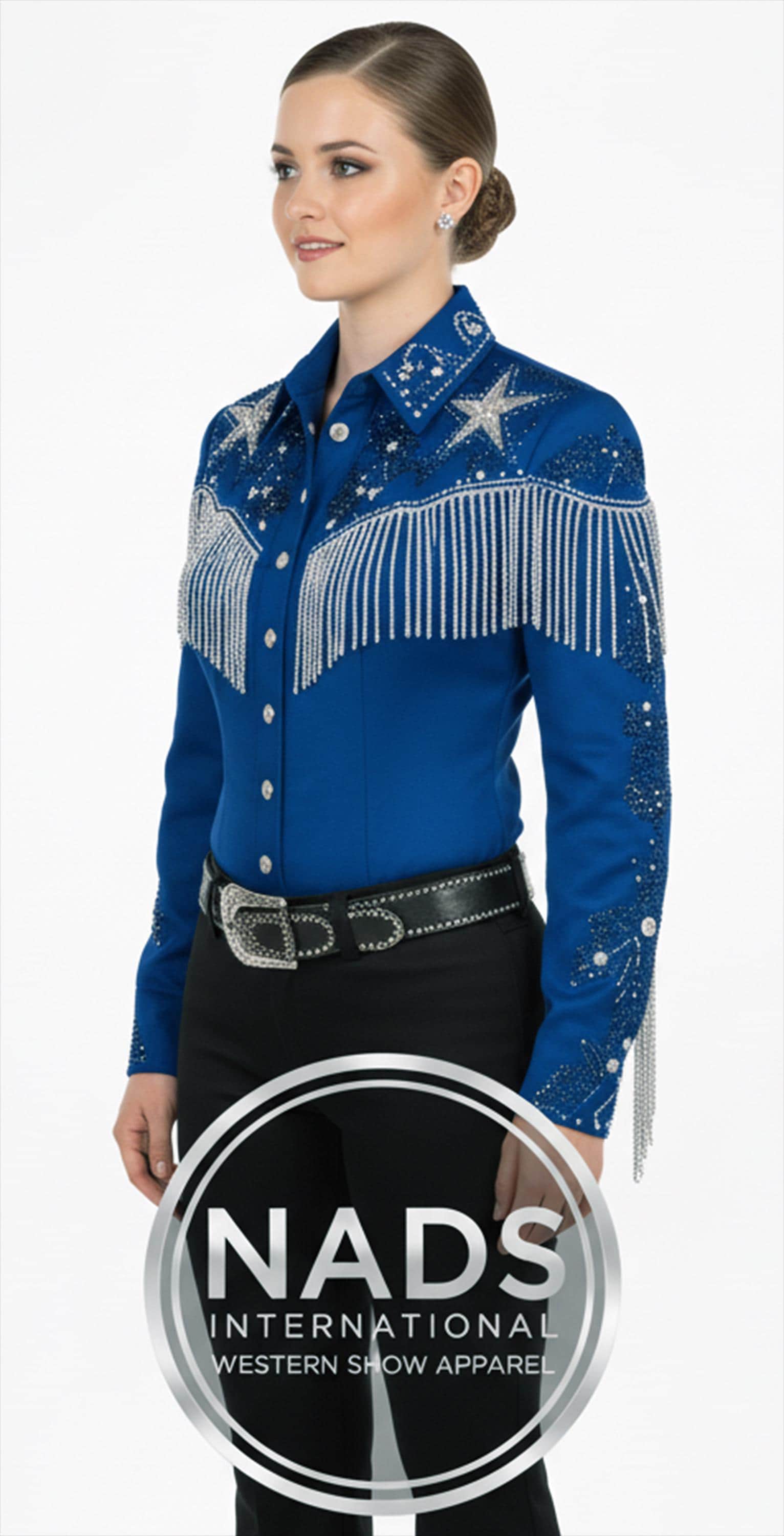Star & Fringe Royal Blue Western Show Shirt - Rhinestone Embellished ...