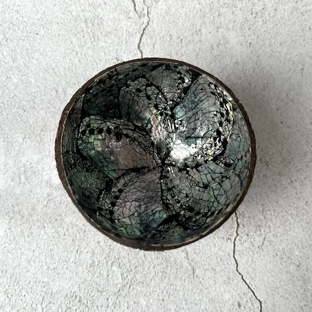 Coconut Shell Bowl With Abalone Inlay, 9cm Diameter - Smudge Bowl ...