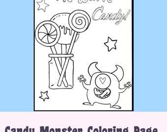 Monster Coloring Page Monster Printable Monster Activity - Etsy