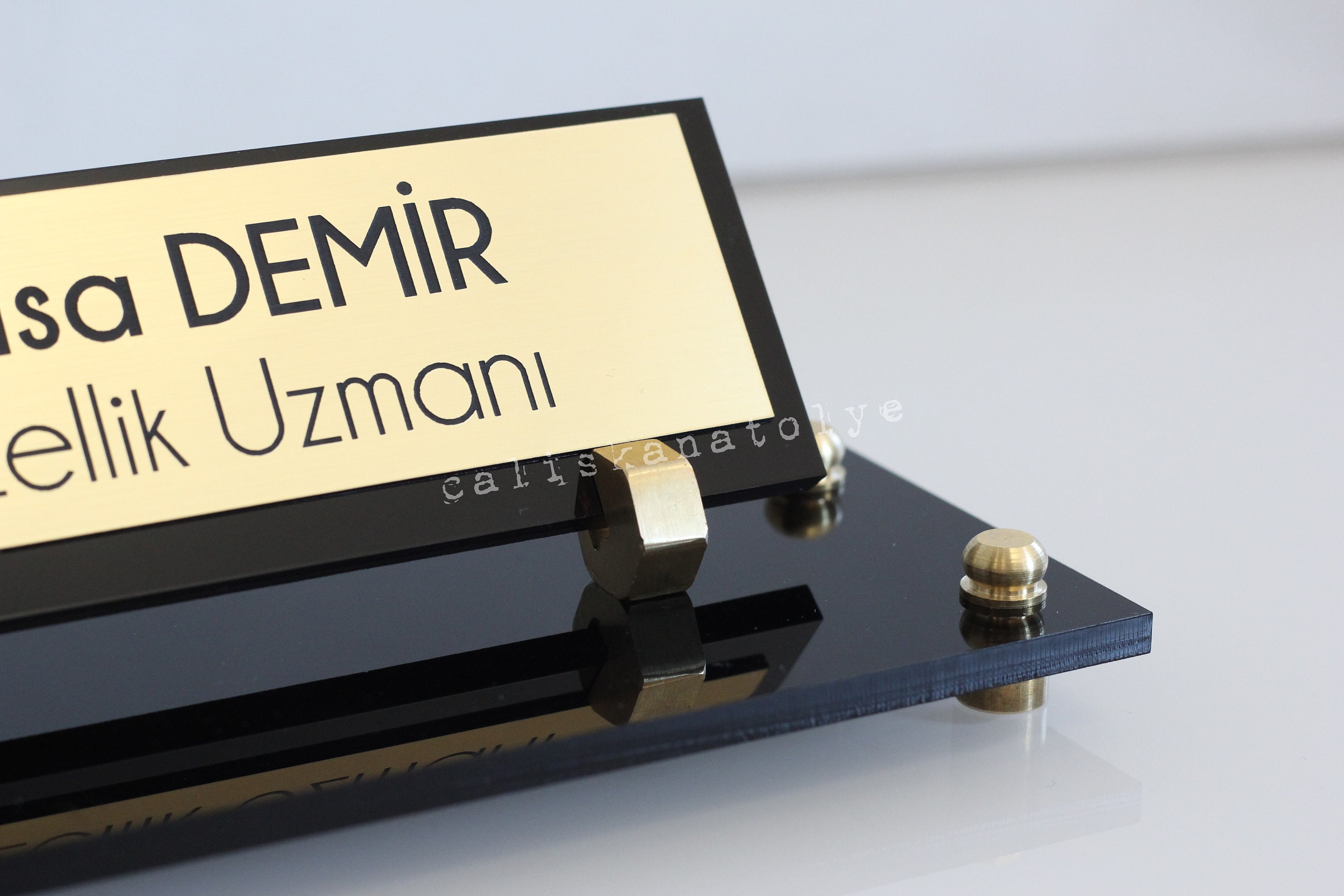 Personalized Brass & Acrylic Desk Name Plate: Office Decor - Etsy