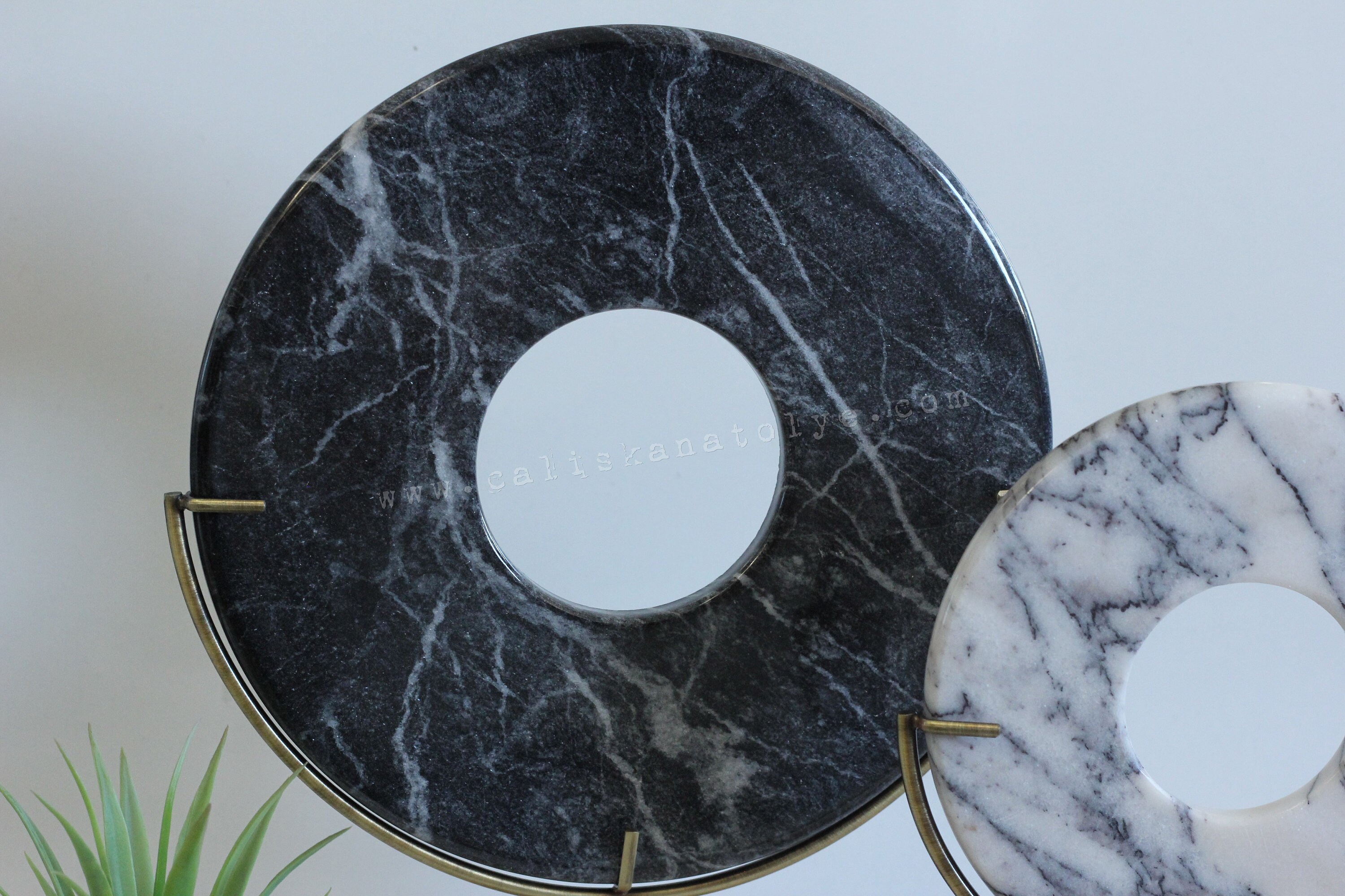 Marble Disc With Antique Metal Stand, Modern Contemporary Home Decor ...