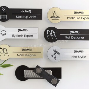 Engraved Acrylic Salon Name Tag: Personalized Beautician Badge (26 X 76 ...