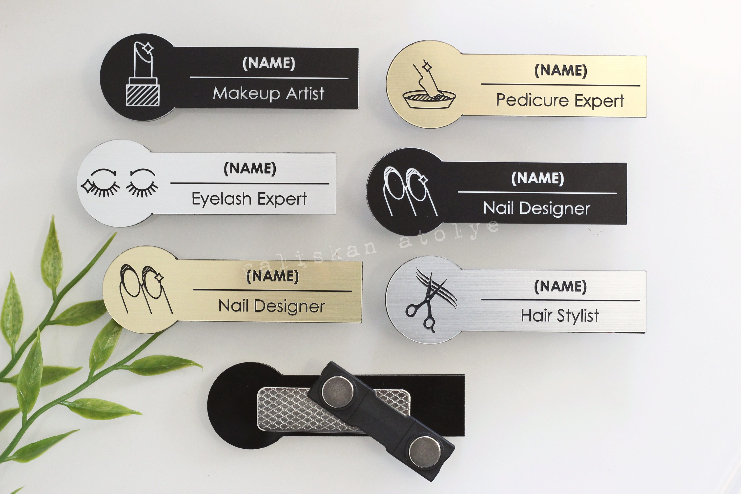 Beauty Salon Name Tags, Beauty Center Name Badges, Makeup Artist ...