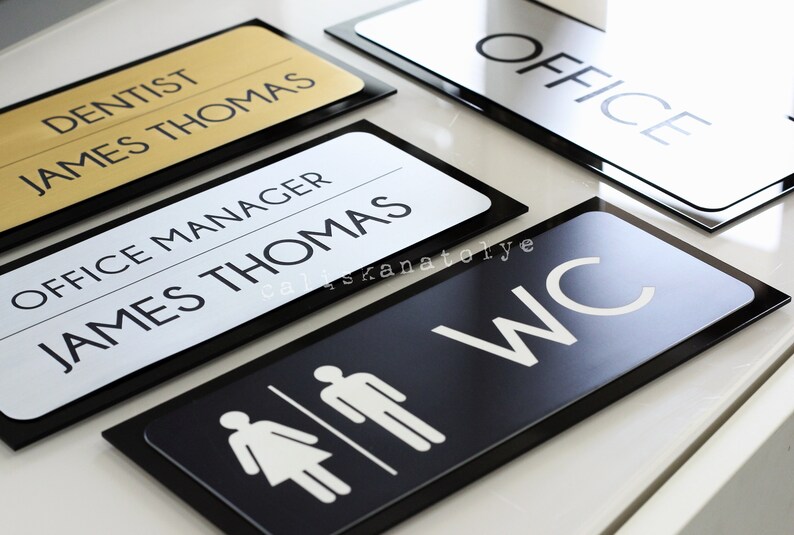 Personalised Wall Name Plate, Office Sign, Peel & Stick Adhesive ...