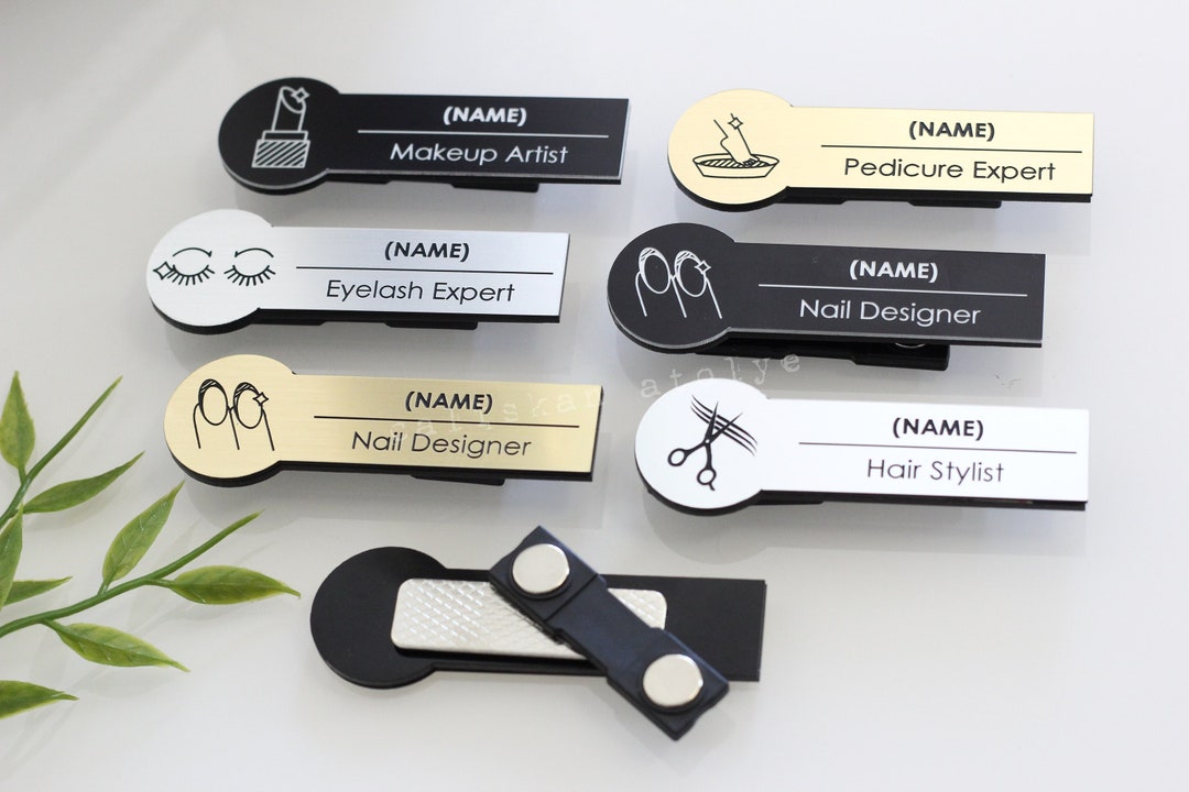 Beauty Salon Name Tags, Beauty Center Name Badges, Makeup Artist ...