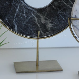 Marble Disc With Antique Metal Stand, Modern Contemporary Home Decor ...
