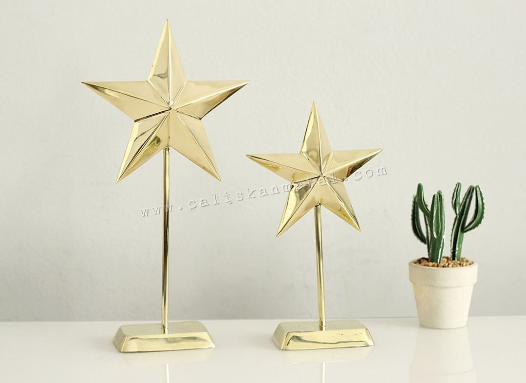 Modern Gold Star on Stand, Table Decor, Unique Statement Piece, Bronze ...