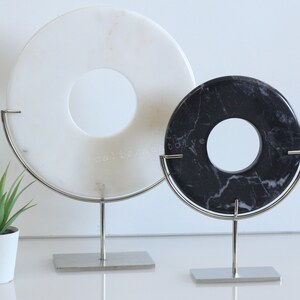 Marble Disc With Silver Metal Stand, Modern Home Decor, Living Room ...