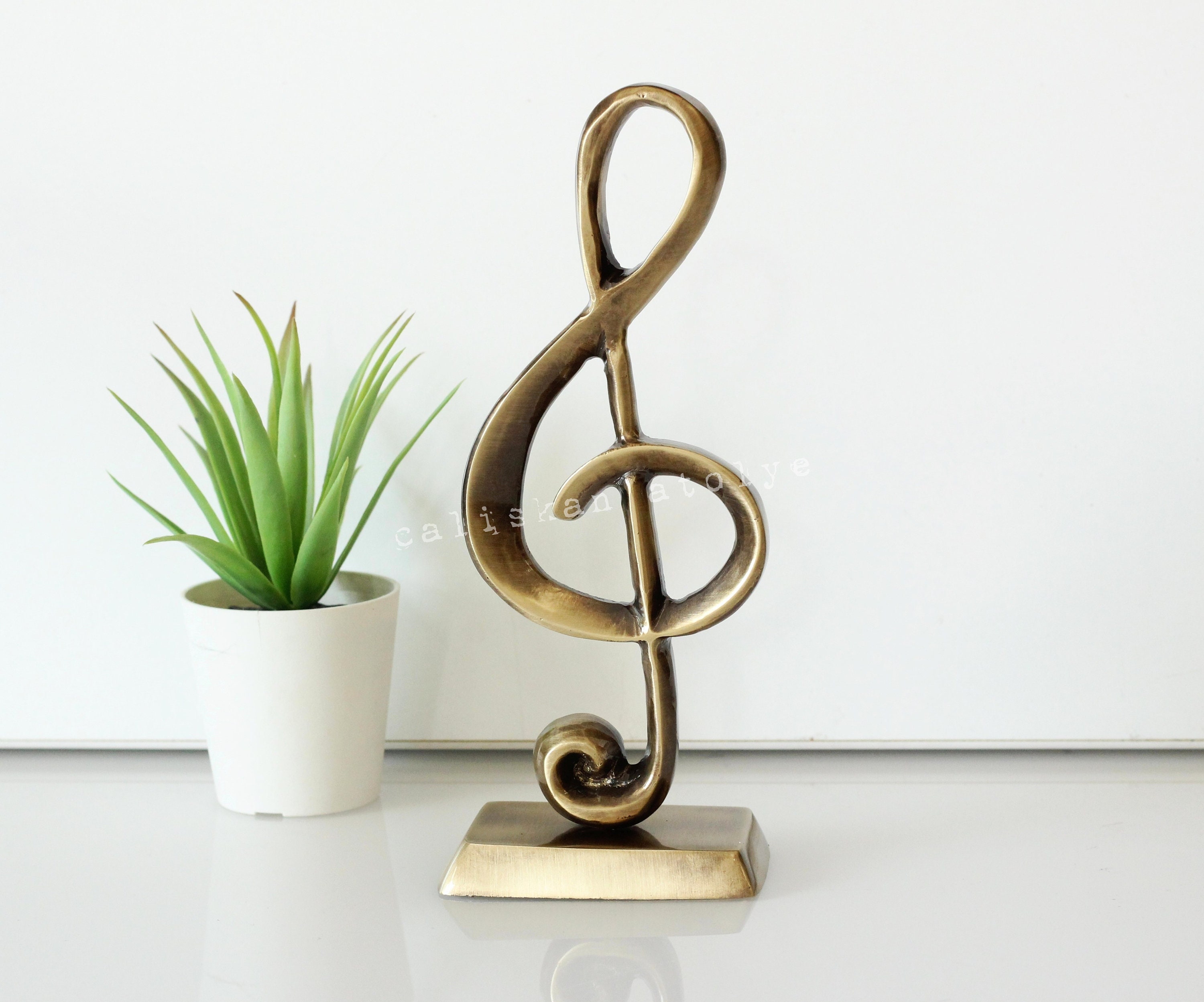 Bronze Treble Clef Decor: Brass Musical Sculpture - Etsy
