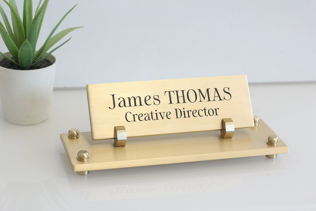 Personalized Matte Brass Desk Name Plate: Elegant Office Decor - Etsy