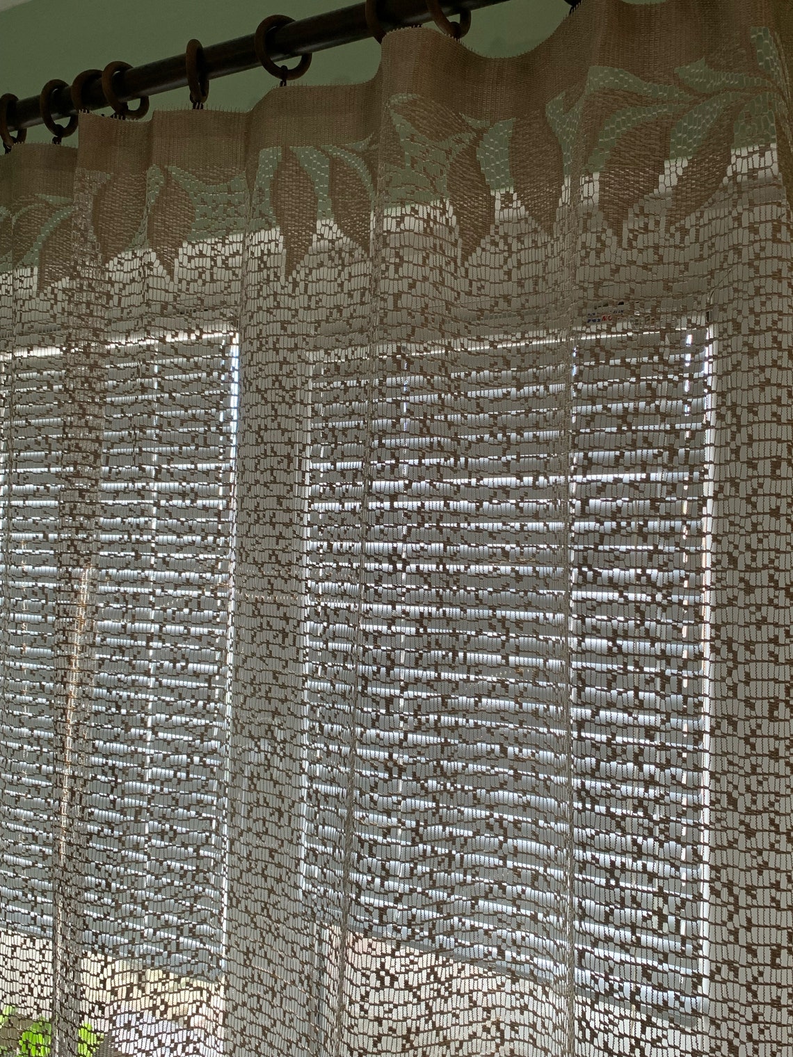 Beautiful Ready to Hang Beige-gold Long Lace Net String Curtain With ...