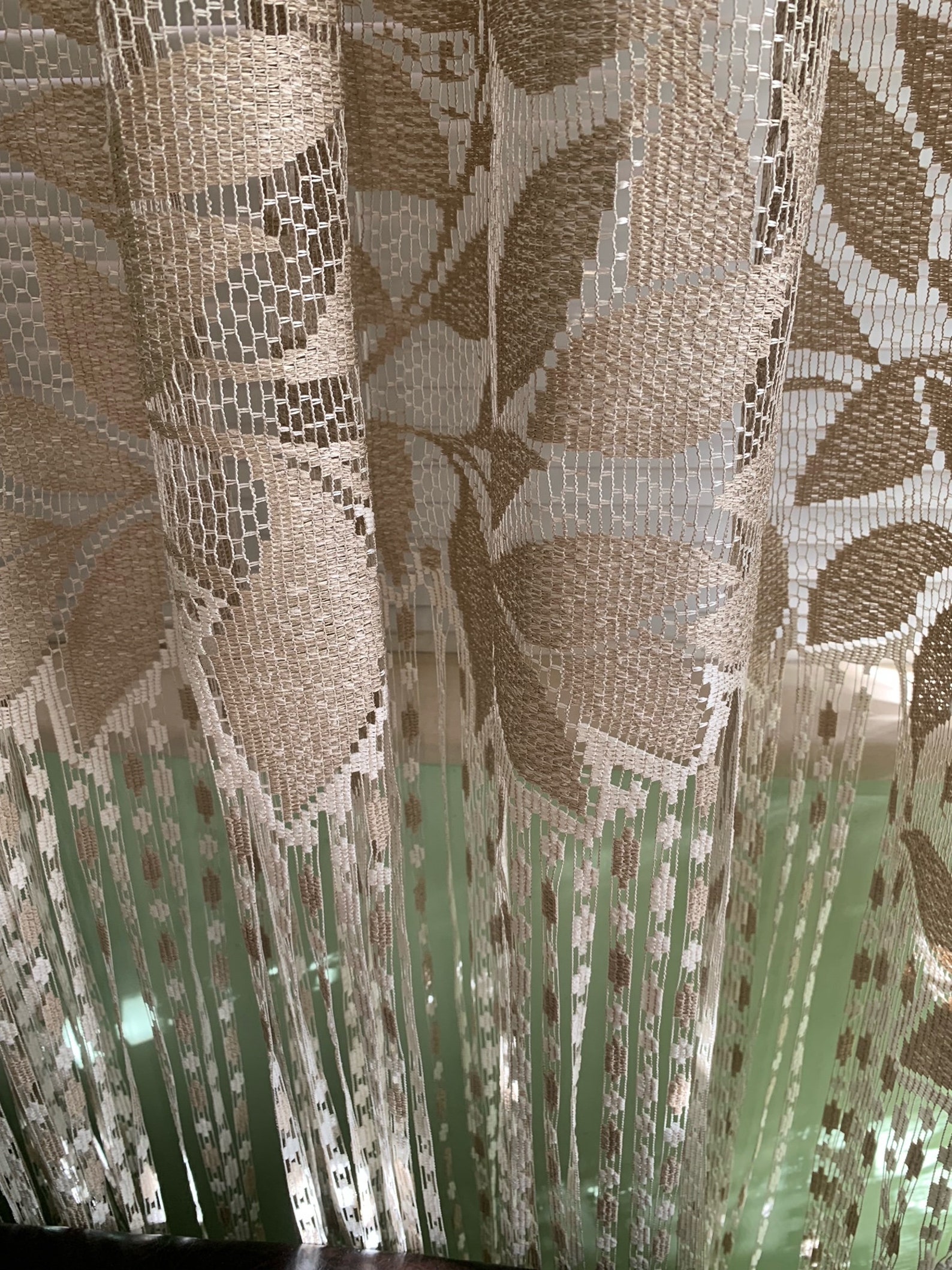 Beautiful Ready to Hang Beige-gold Long Lace Net String Curtain With ...