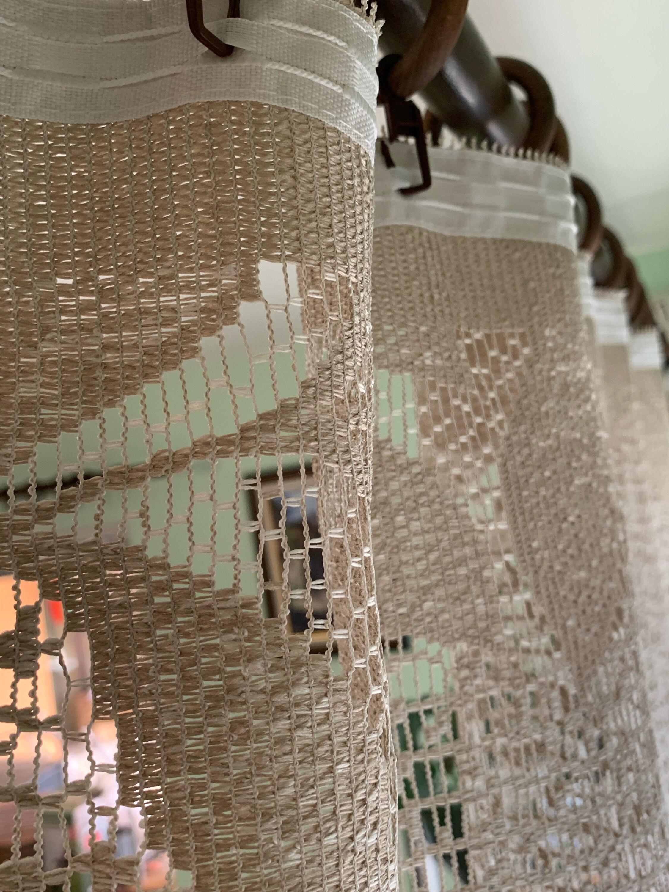 Beautiful Ready to Hang Beige-gold Long Lace Net String Curtain With ...