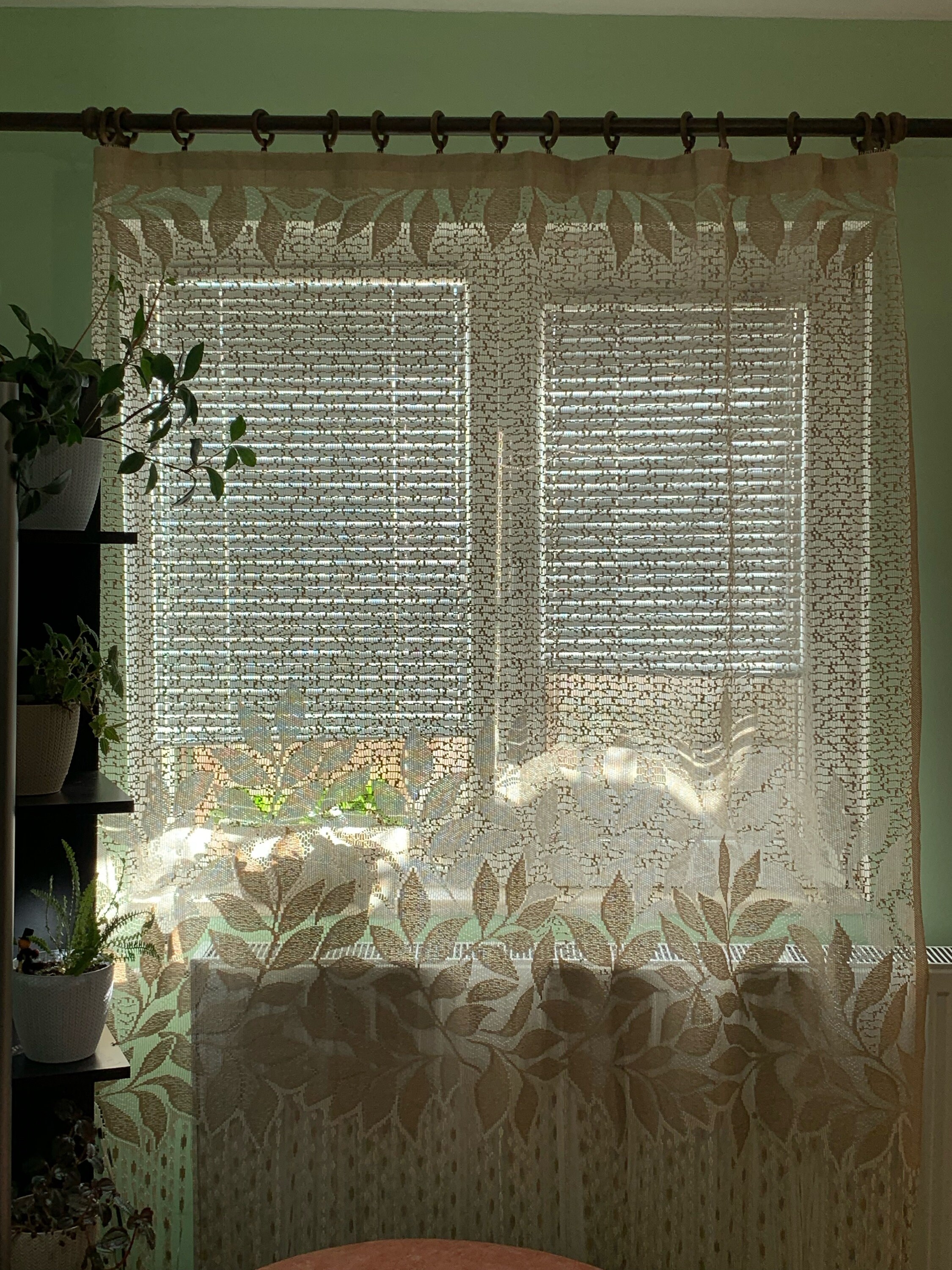 Beautiful Ready to Hang Beige-gold Long Lace Net String Curtain With ...