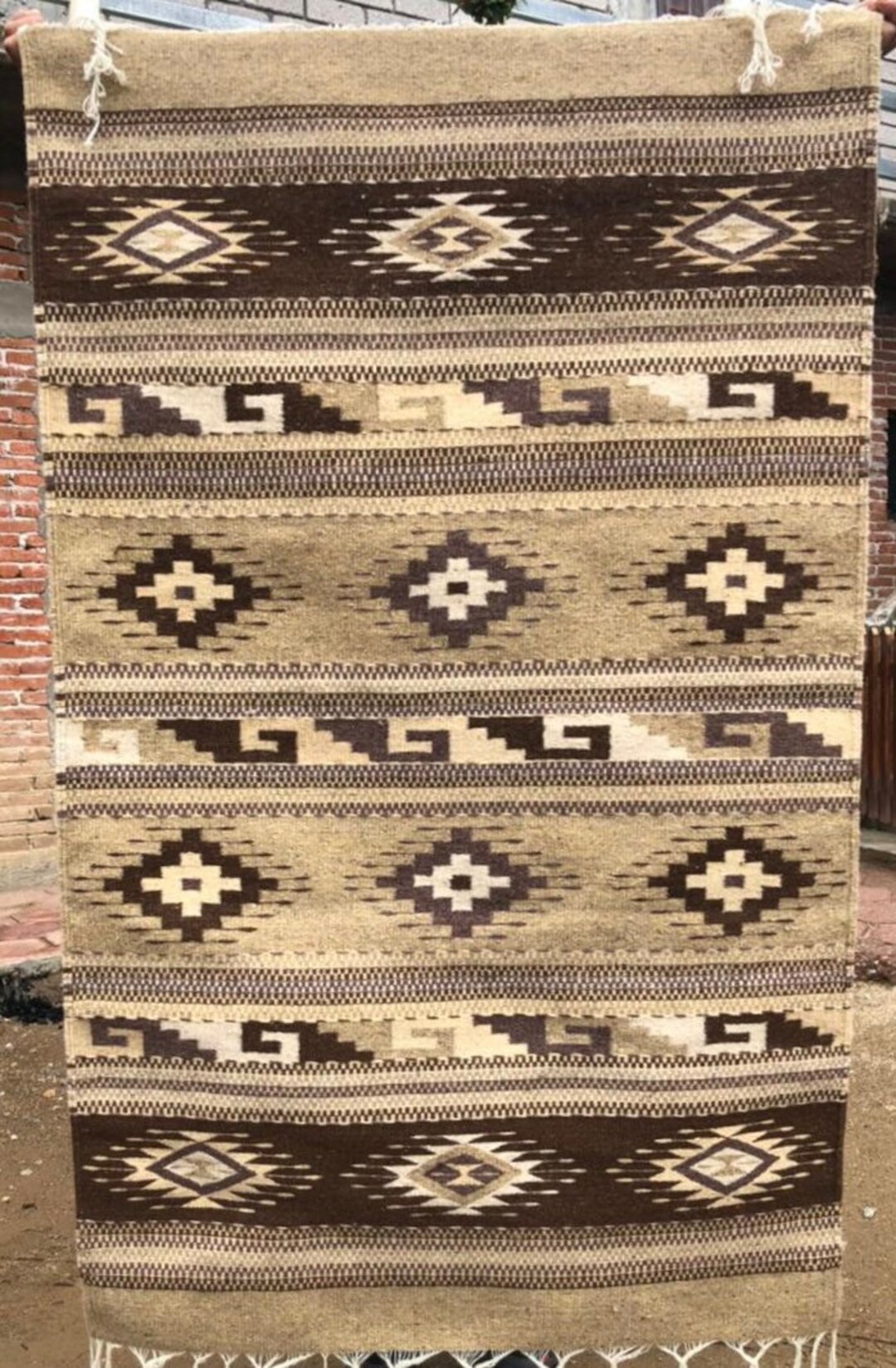 Authentic Oaxacan Rug, Zapotec Dimond and Grecas, Handwoven in ...