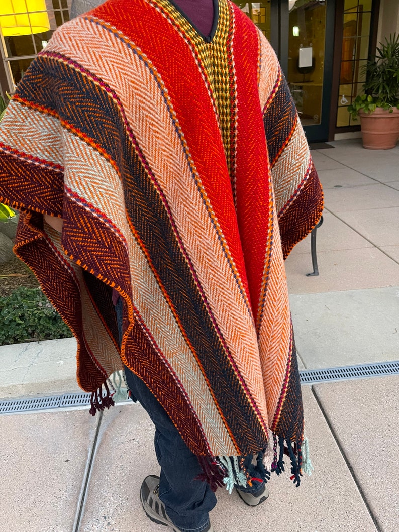 Méxican Poncho, 100% Wool, Handwoven on Pedal Loom, From Oaxaca, Méx ...