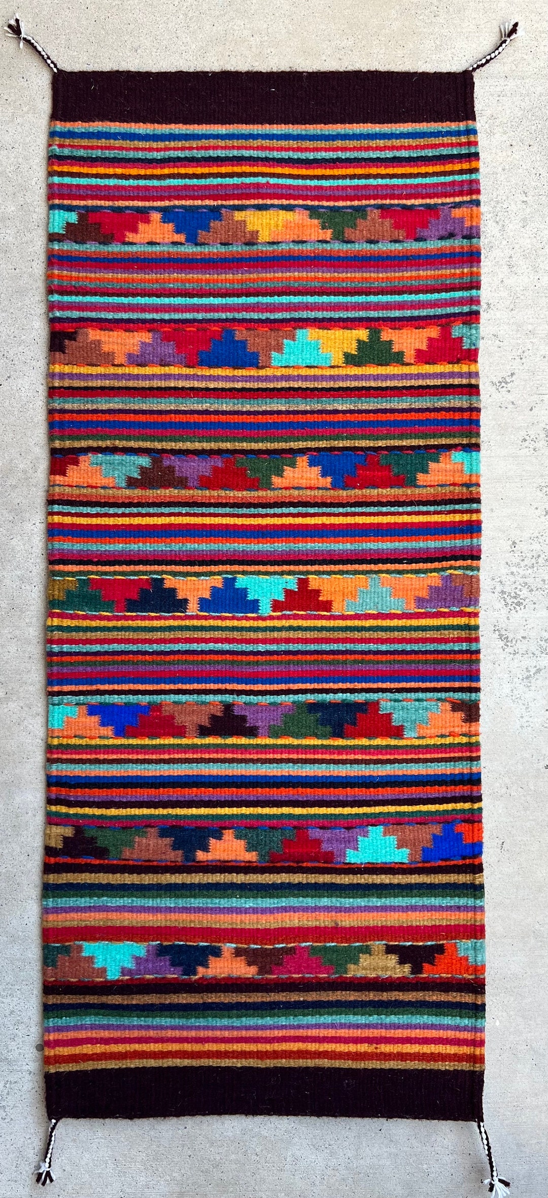 High Quality Oaxacan Rug, Colorful Zapotec Motifs, Handwoven in ...