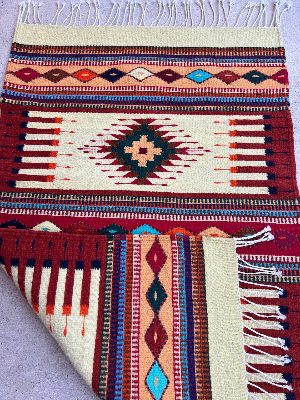 Maguey Authentic Oaxacan Rug, Handwoven on Pedal Loom by Zapotec ...