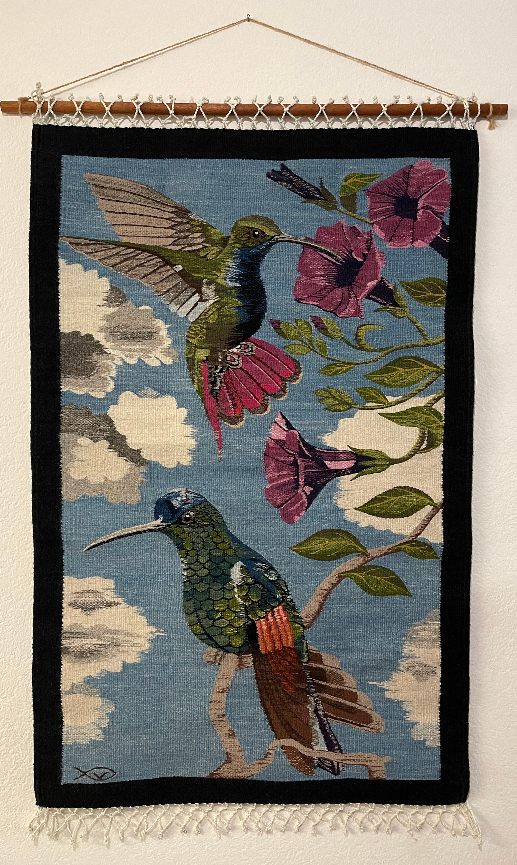 Hummingbirds in the Garden, Handwoven Tapestry by Master Weaver From ...