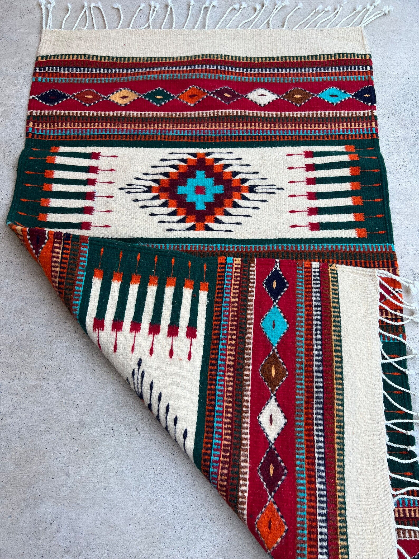 Oaxacan Rug, Maguey, Handwoven on Pedal Loom by Zapotec Artisans. 24in ...