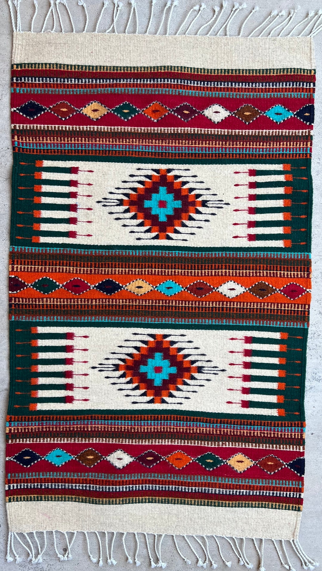 Oaxacan Rug, Maguey, Handwoven on Pedal Loom by Zapotec Artisans. 24in ...