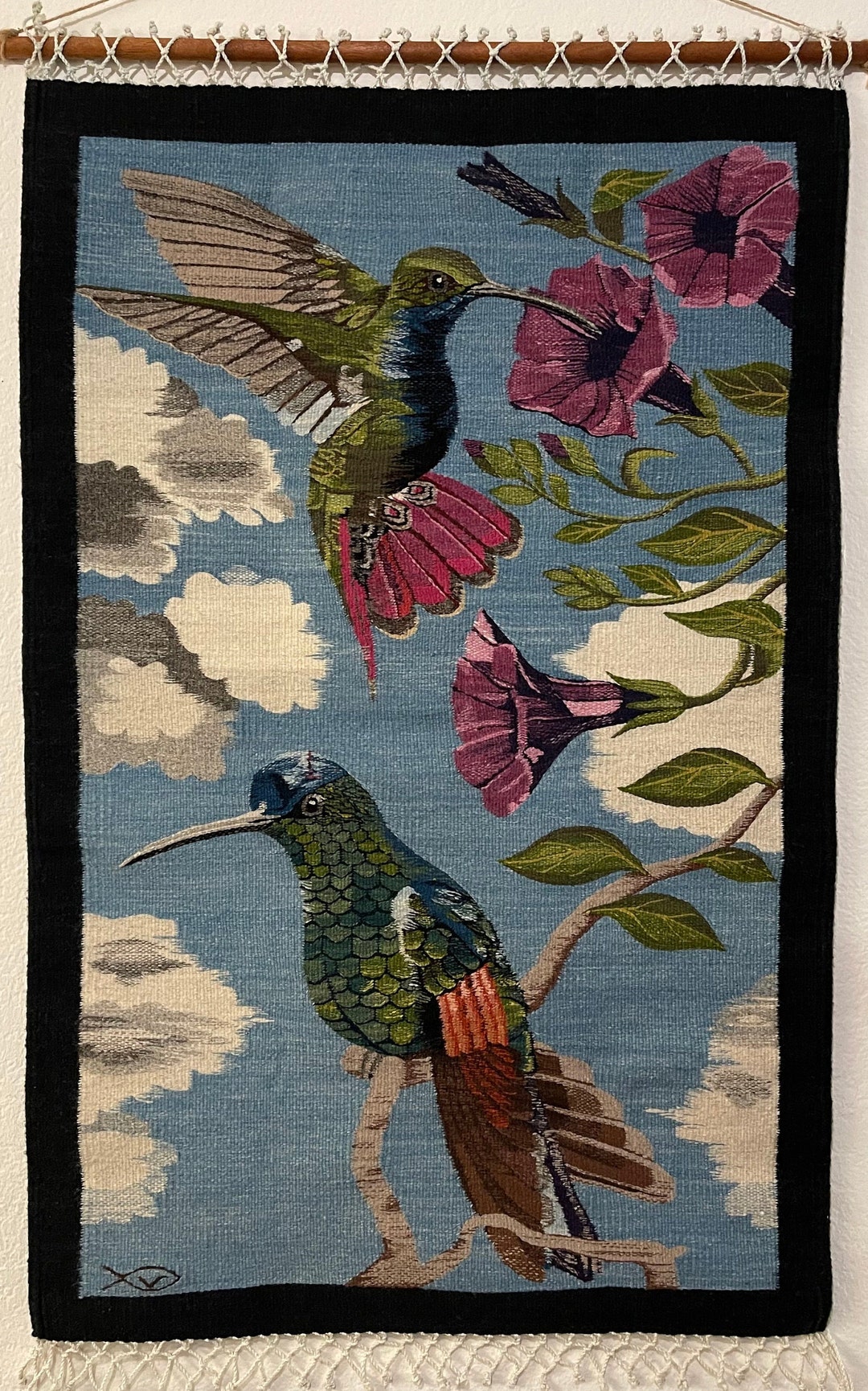 Hummingbirds in the Garden, Handwoven Tapestry by Master Weaver From ...
