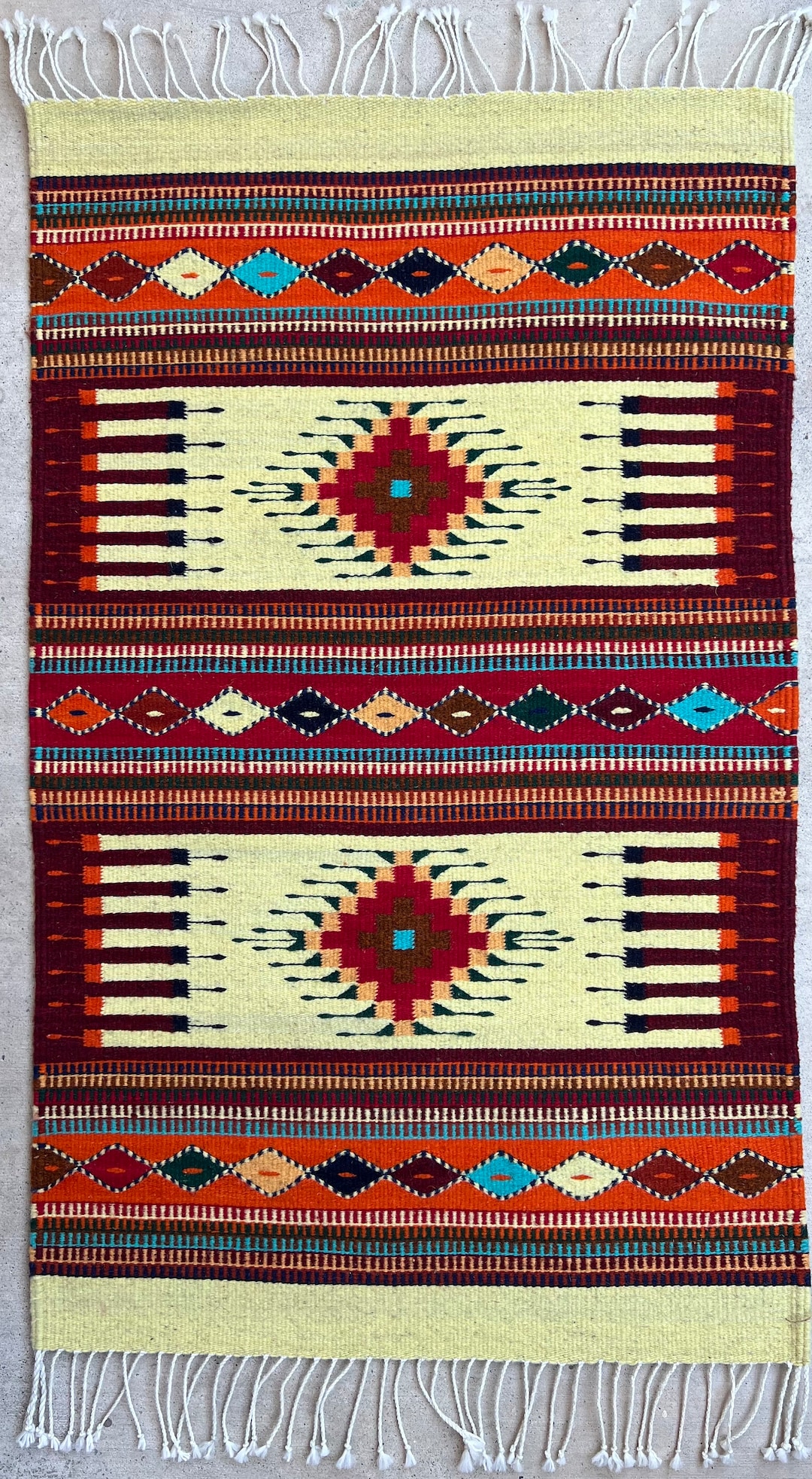 Authentic Oaxacan Rug, Maguey, Handwoven Rug on Pedal Loom by Zapotec ...